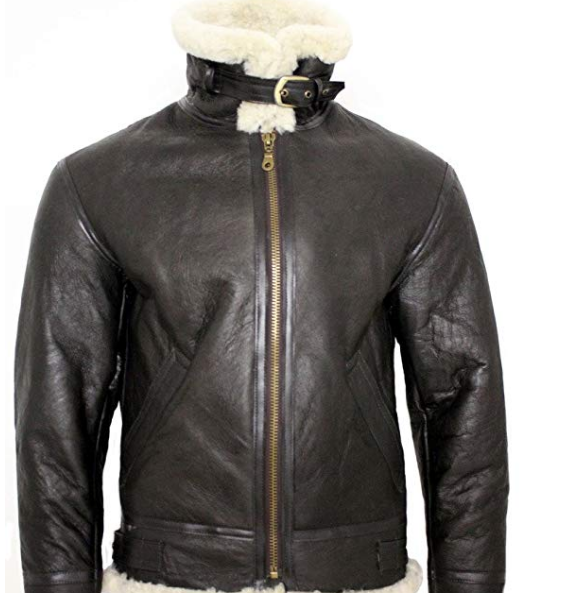 Men's Cream B3 Shearling Sheepskin World War 2 Bomber Leather Flying ...
