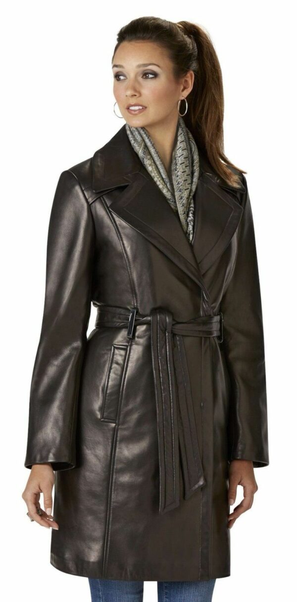 Women’s New Genuine Leather Pure Soft Lambskin Long Overcoat Trench ...